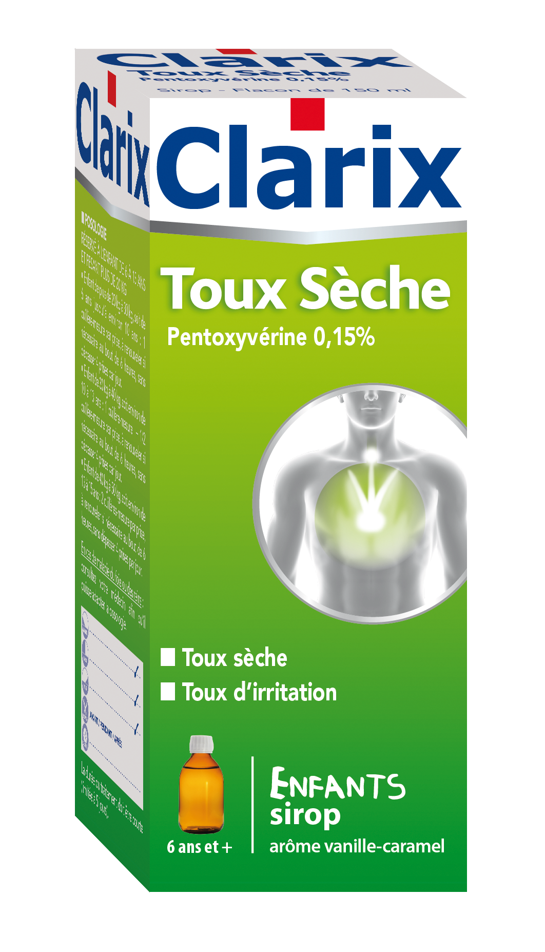 CLARIX TOUX SECHE ENFANTS PENTOXYVERINE 0,15%, Sirop 150 ml | Cooper